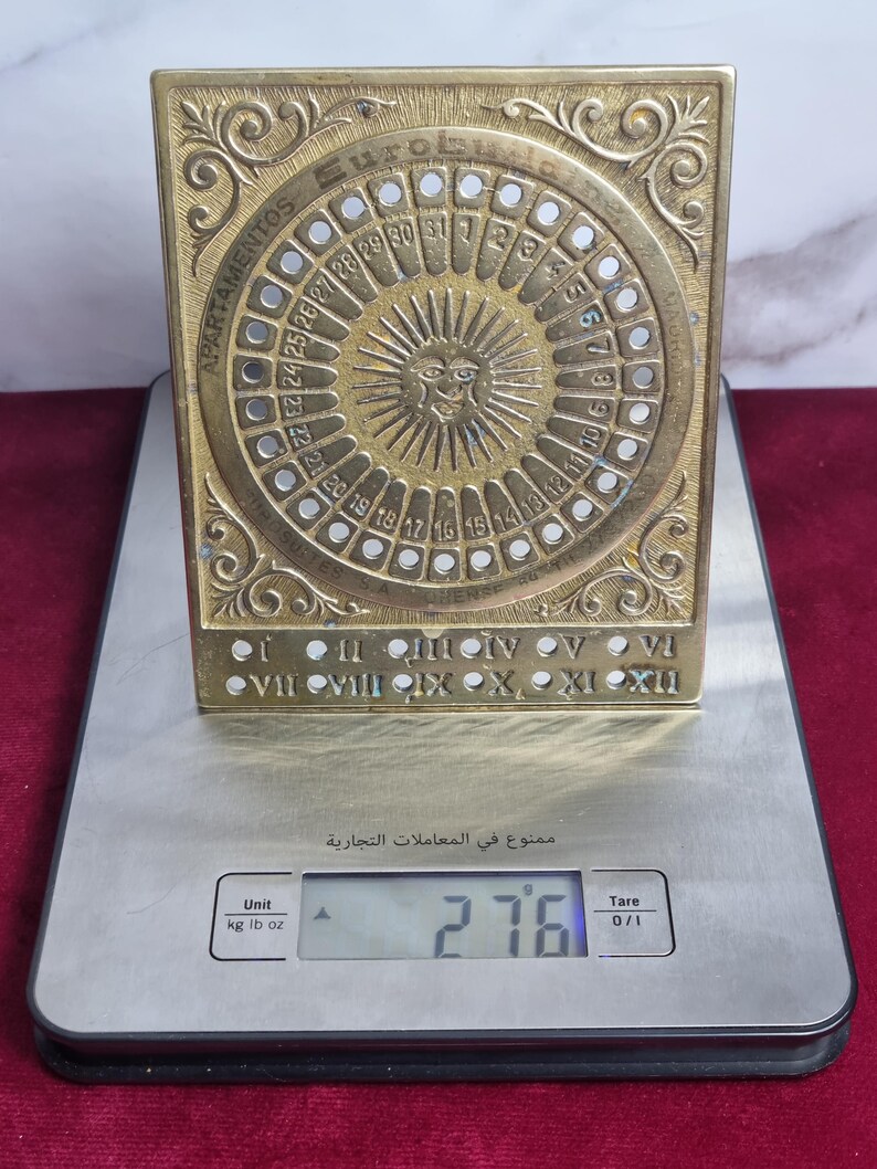 Vintage Brass Sundial Perpetual Calendar With Stand – Decorative ...