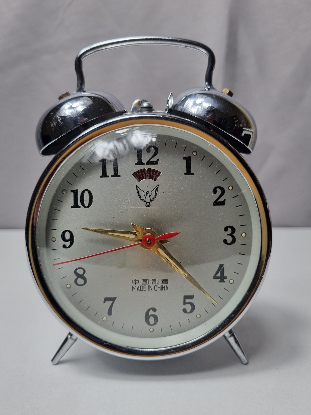 Vintage Mechanical Twin Bell Alarm Clock -retro Chrome Metal Fully ...