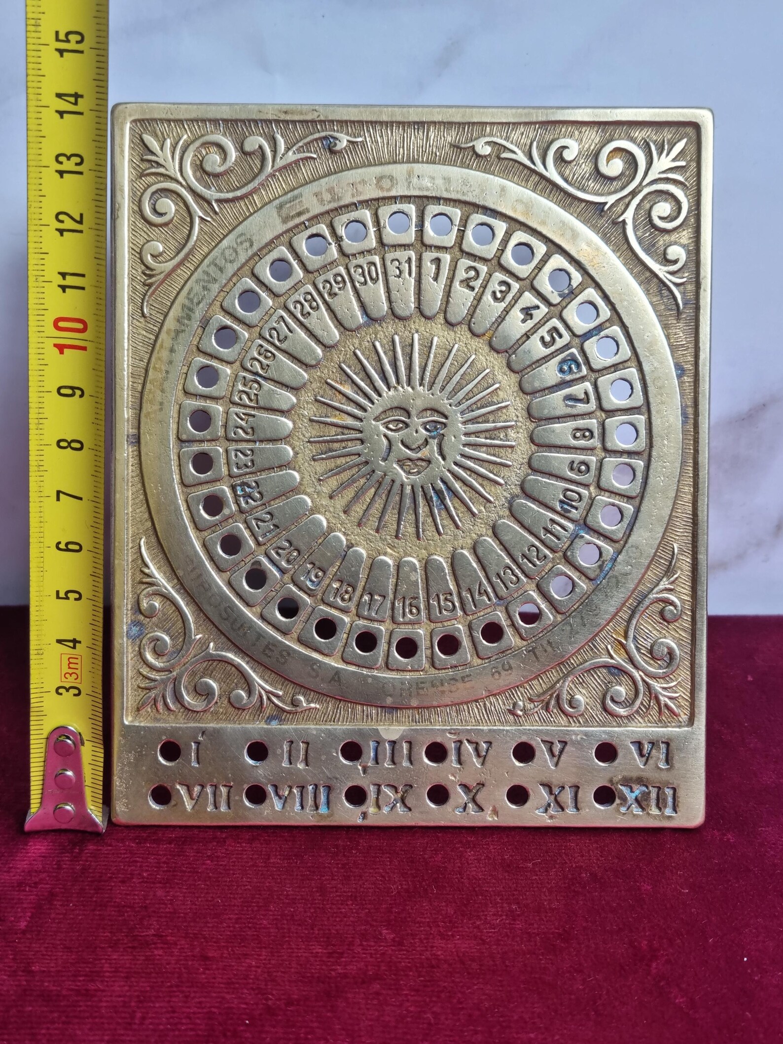 Vintage Brass Sundial Perpetual Calendar With Stand – Decorative ...