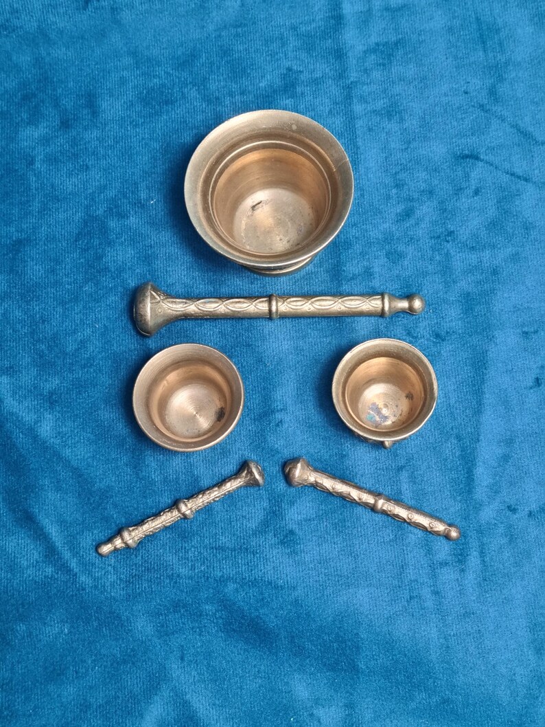 Set of 3 Vintage Brass Mortar and Pestles – Solid Metal – Kitchen ...