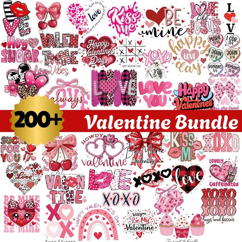 200+ Valentine Mega Bundle Png Bundle, Retro Valentine Png, Valentines ...