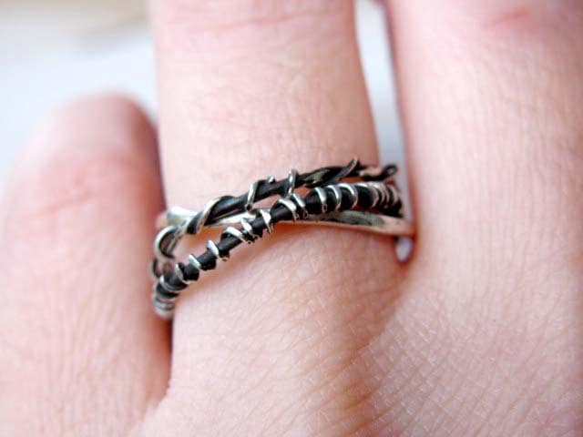 Trinity Black Ring Silver Triple Band Rolling Ring 3 - Etsy