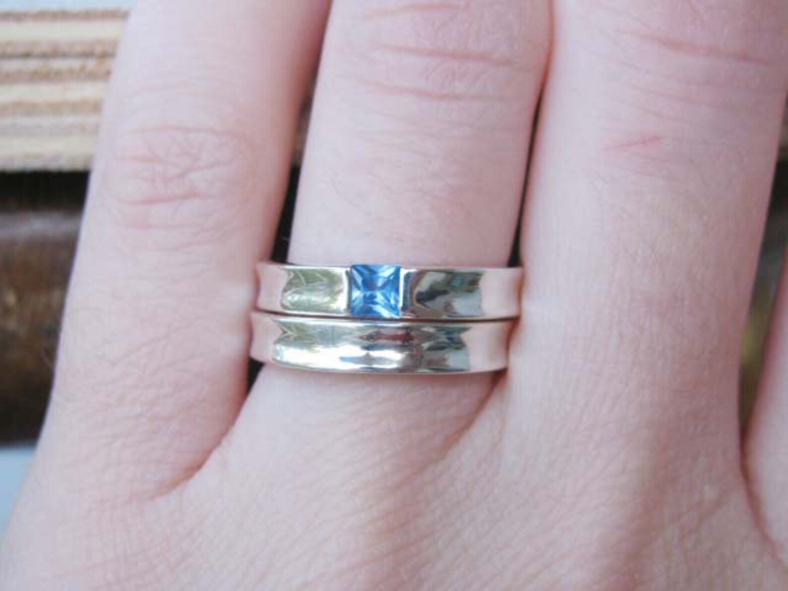 Blue Gemstone Wedding Bands blue London Topaz Wedding Ring | Etsy