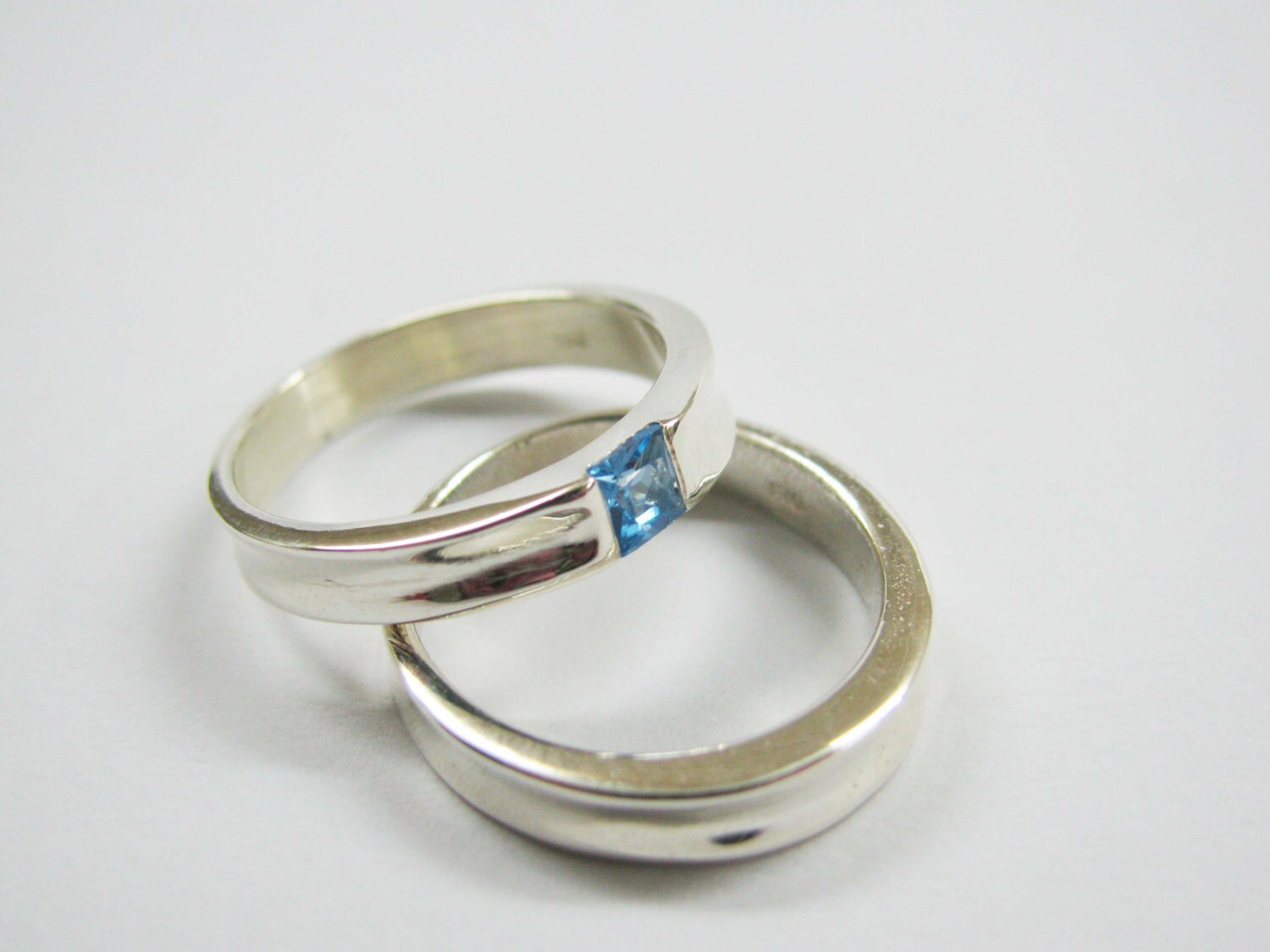 Blue Gemstone Wedding Bands blue London Topaz Wedding Ring | Etsy