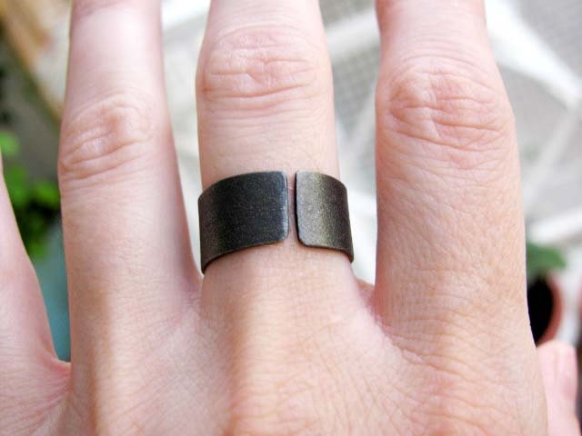 Adjustable Black Band- Black Oxidized Ring- Simple Engraved Tube- Rock ...