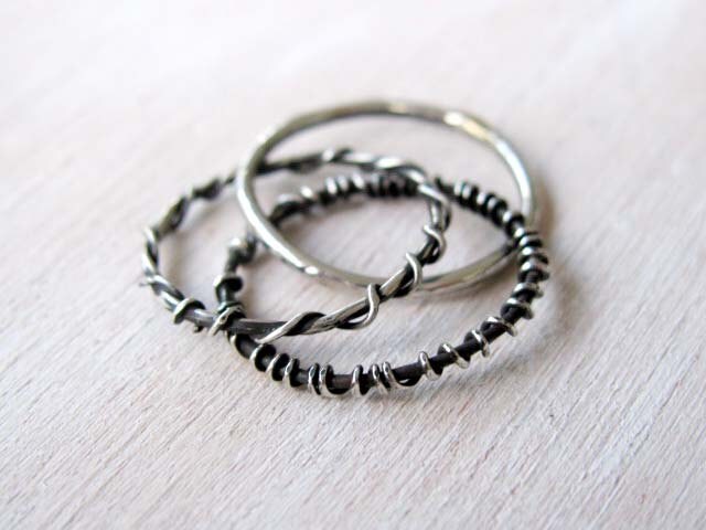 Trinity Black Ring Silver Triple Band Rolling Ring 3 - Etsy