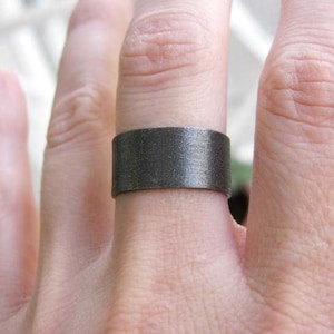 Adjustable Black Band- Black Oxidized Ring- Simple Engraved Tube- Rock ...