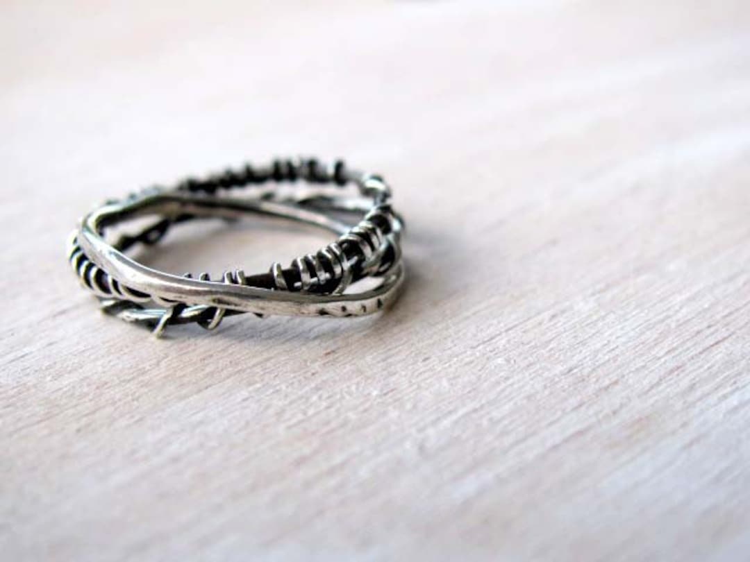 Trinity Black Ring, Silver Triple Band Rolling Ring, 3 Blackened ...