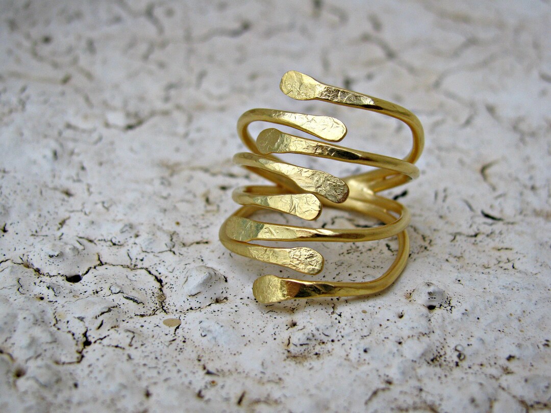 Gold Armor Ring / Contemporary Gold Ring / Minimal Knuckle Ring / Midi ...