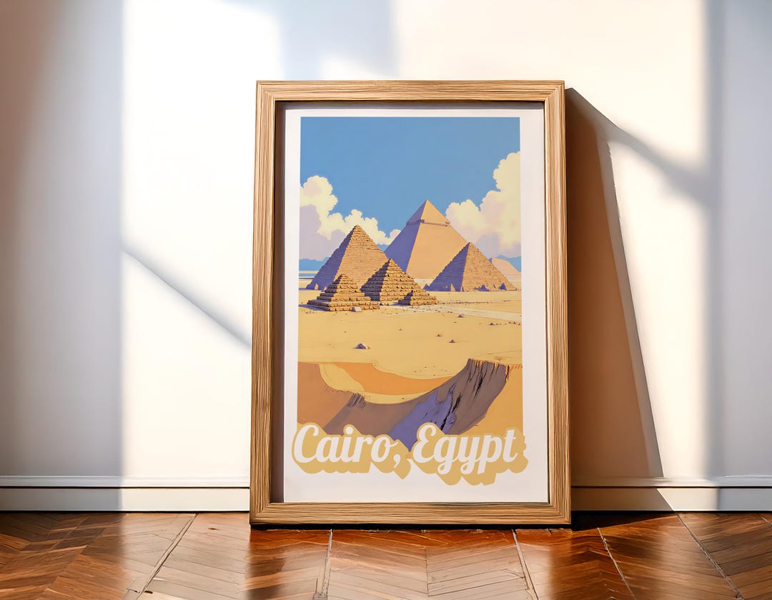 Cairo, Egypt - Pyramids of Giza Poster - Travel Art (DIGITAL DOWNLOAD ...