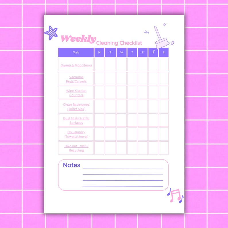 Minimalist Cleaning Checklist Bundle Pop Theme | Daily, Weekly ...