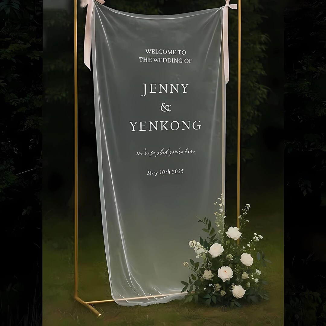 Sheer Tulle Wedding Welcome Sign, Romantic Lace Banner - Etsy