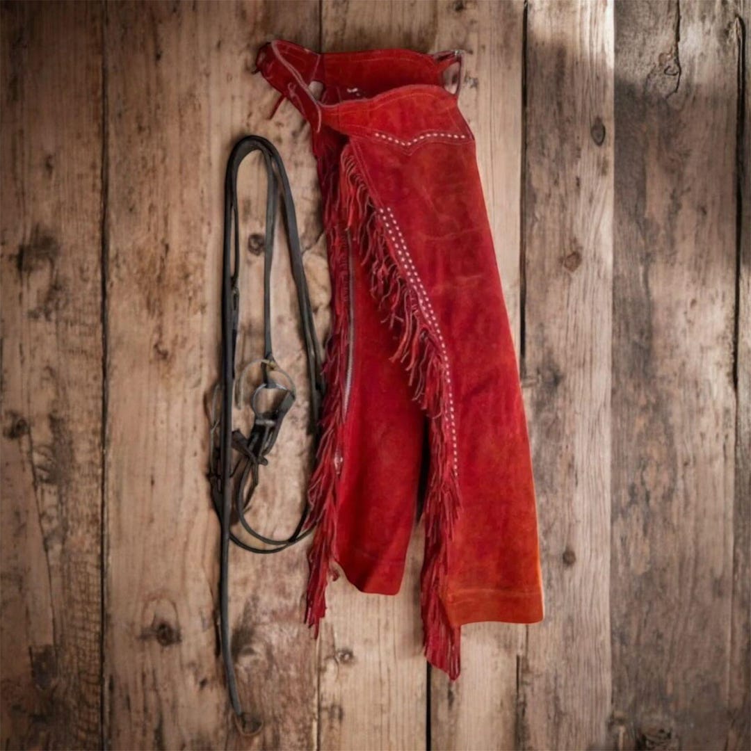 Women's Western Wear Red Suede Leather Chap, Traditional Vintage ...