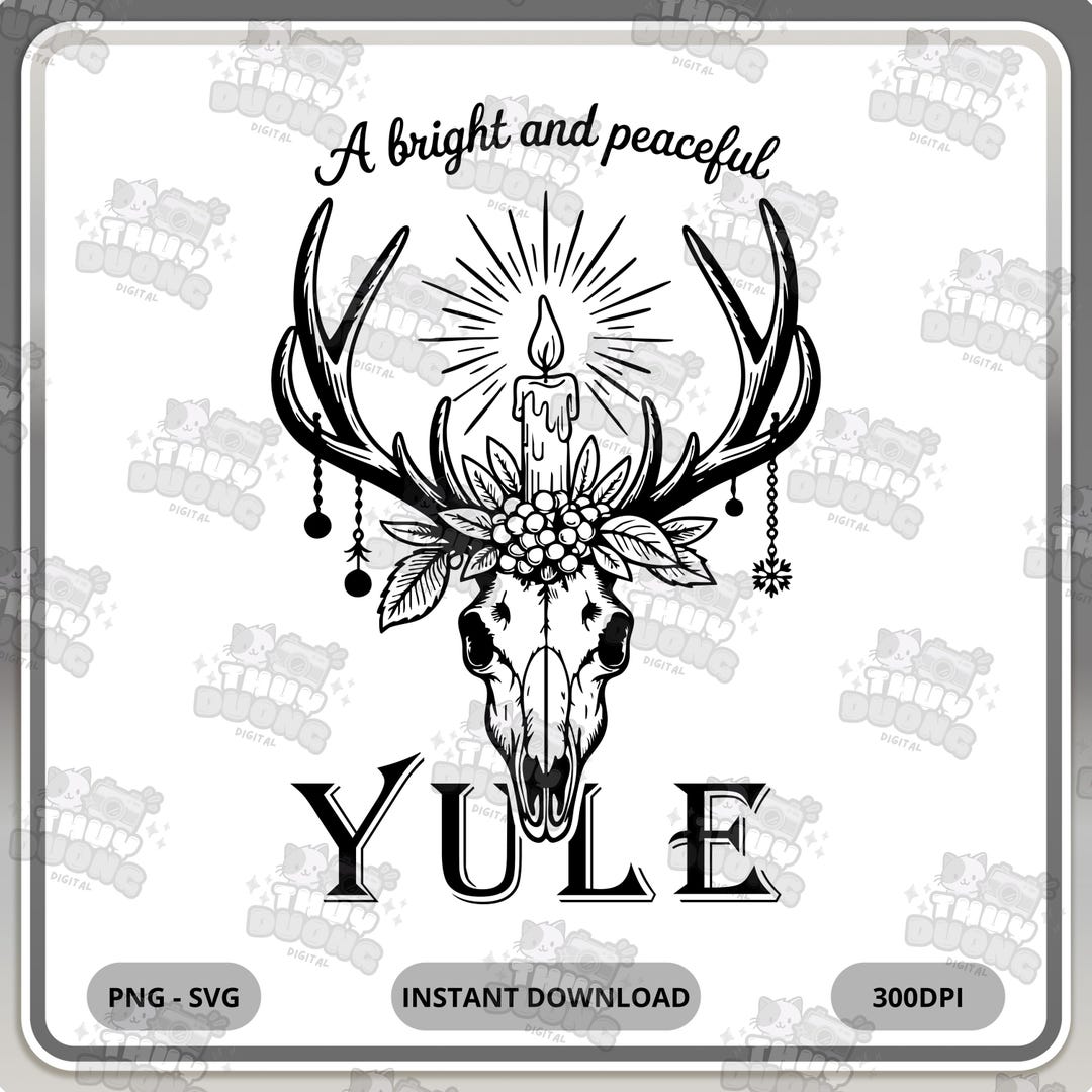 A Bright and Peaceful Yule PNG SVG, Pagan Witchy Yule PNG, Gothic ...