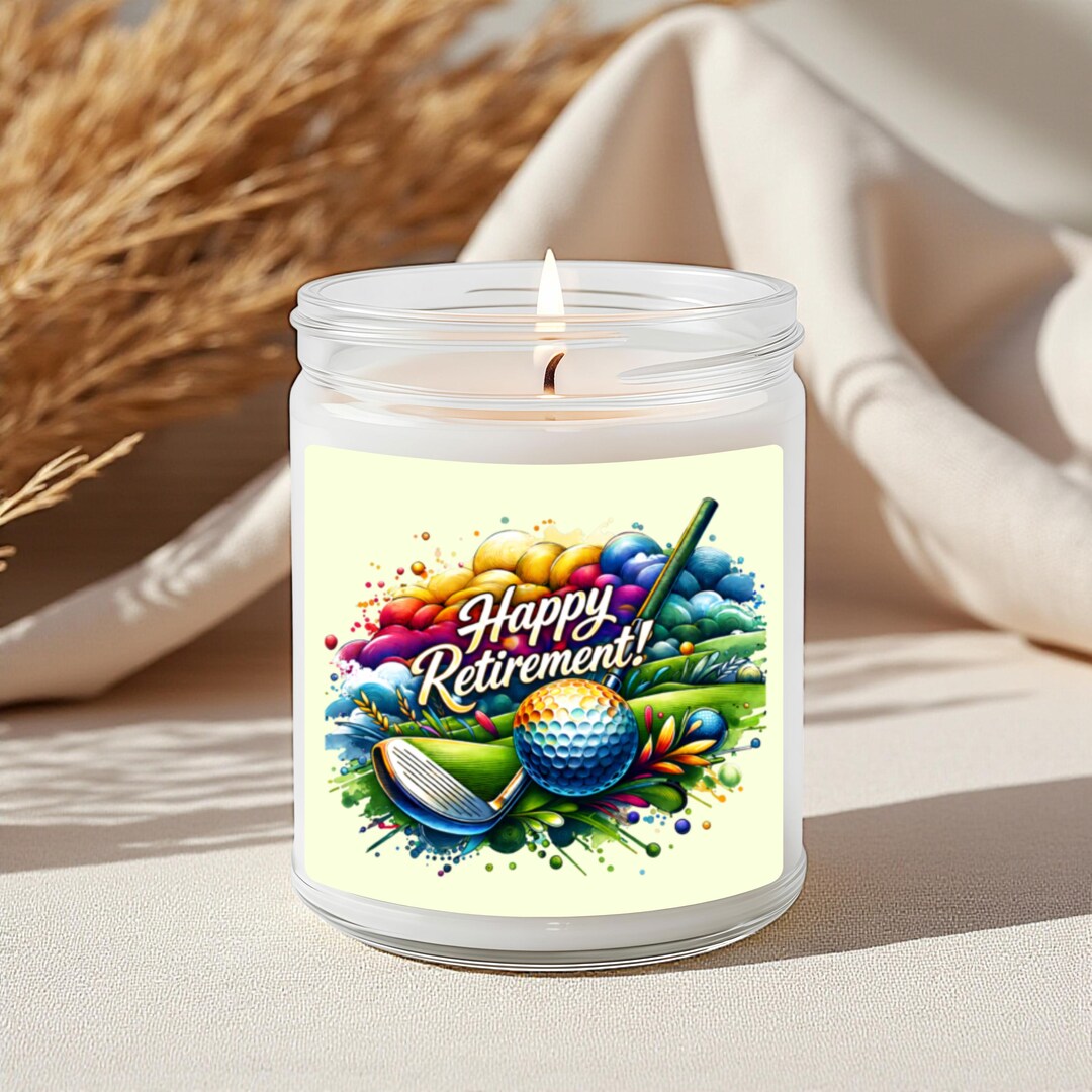 Personalized “happy Retirement!” Candle, Custom Golf Retirement Gift, 9 ...