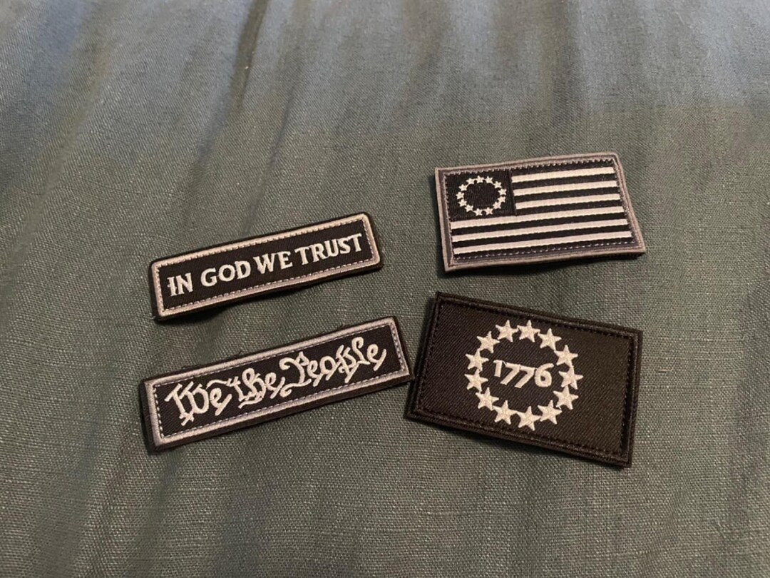 Betsy Ross Flag & 1776 Embroidered Patch Set | We the People in God We ...