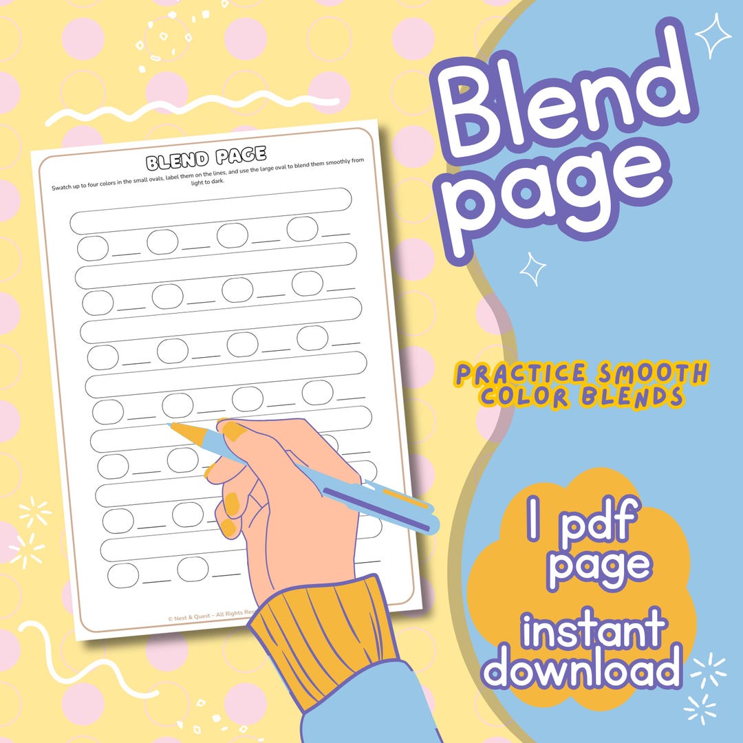 Blend Practice Page | Printable Coloring Blend Chart | Marker Blending ...