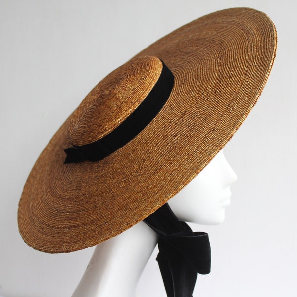 Flat Brim Straw Hat - Etsy