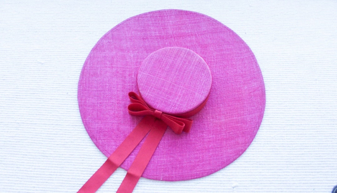 REGENT Hot Pink Boater Hat With Grosgrain Ribbon Summer - Etsy