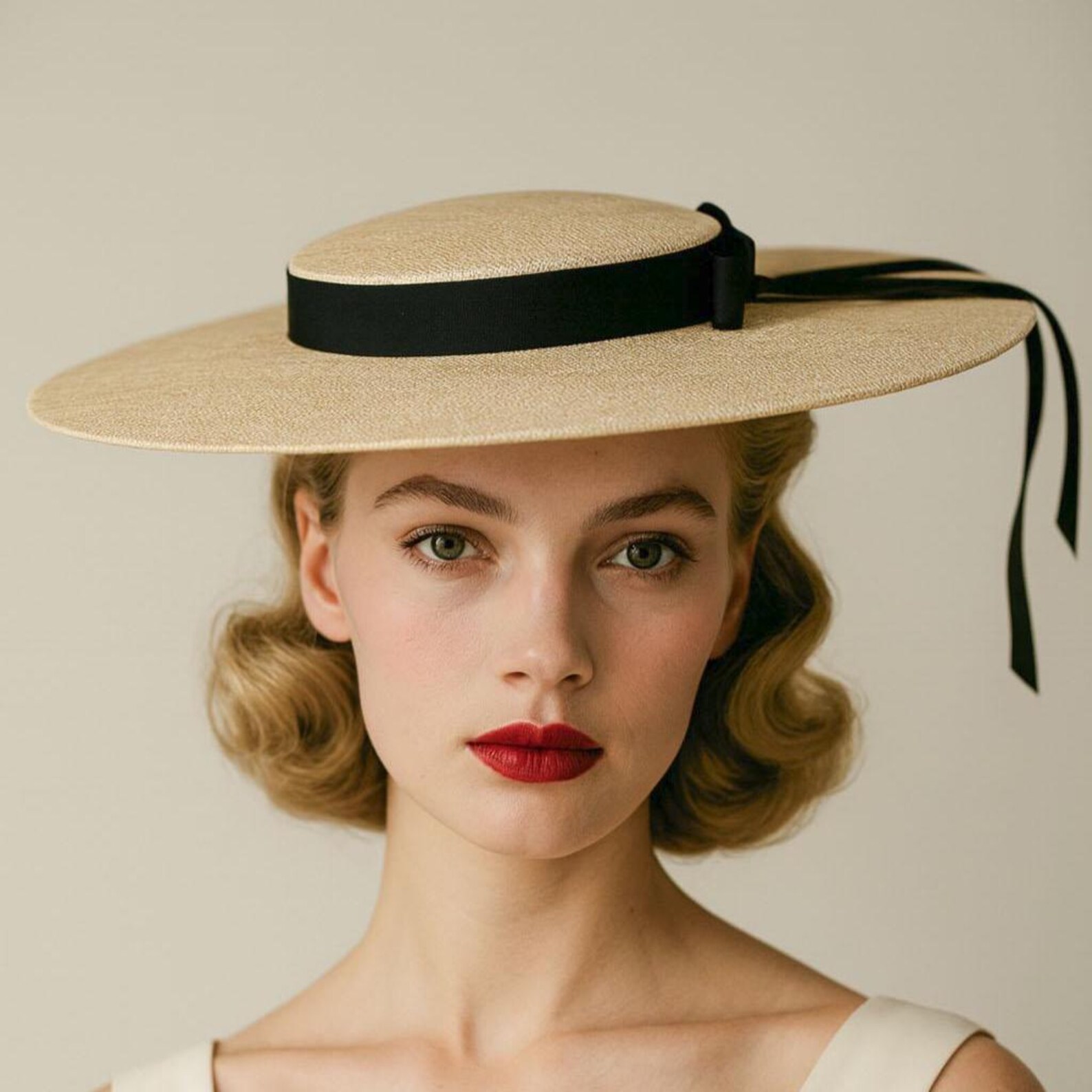 REGENT Boater Hat in Pinokpok With Grosgrain Ribbon, for Royal Ascot ...