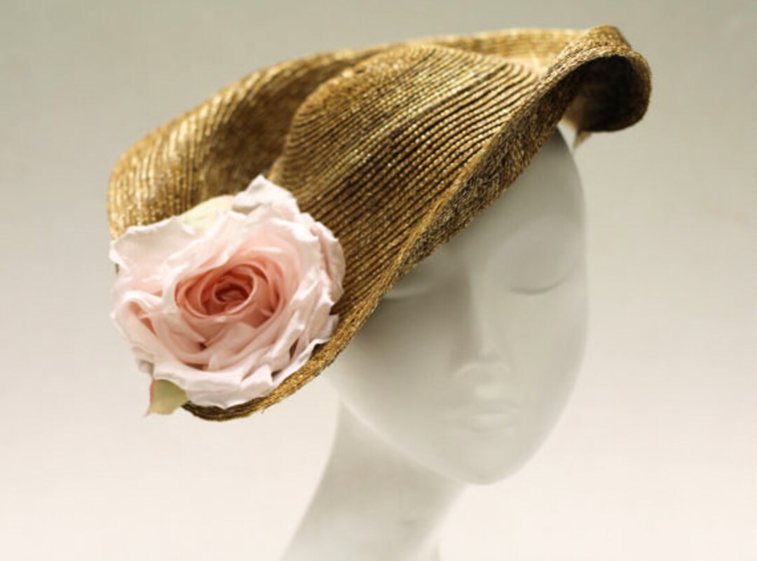 Sculpted Straw Hat ''MINT ROYALE'' Hat With Silk Flower Mother of the ...