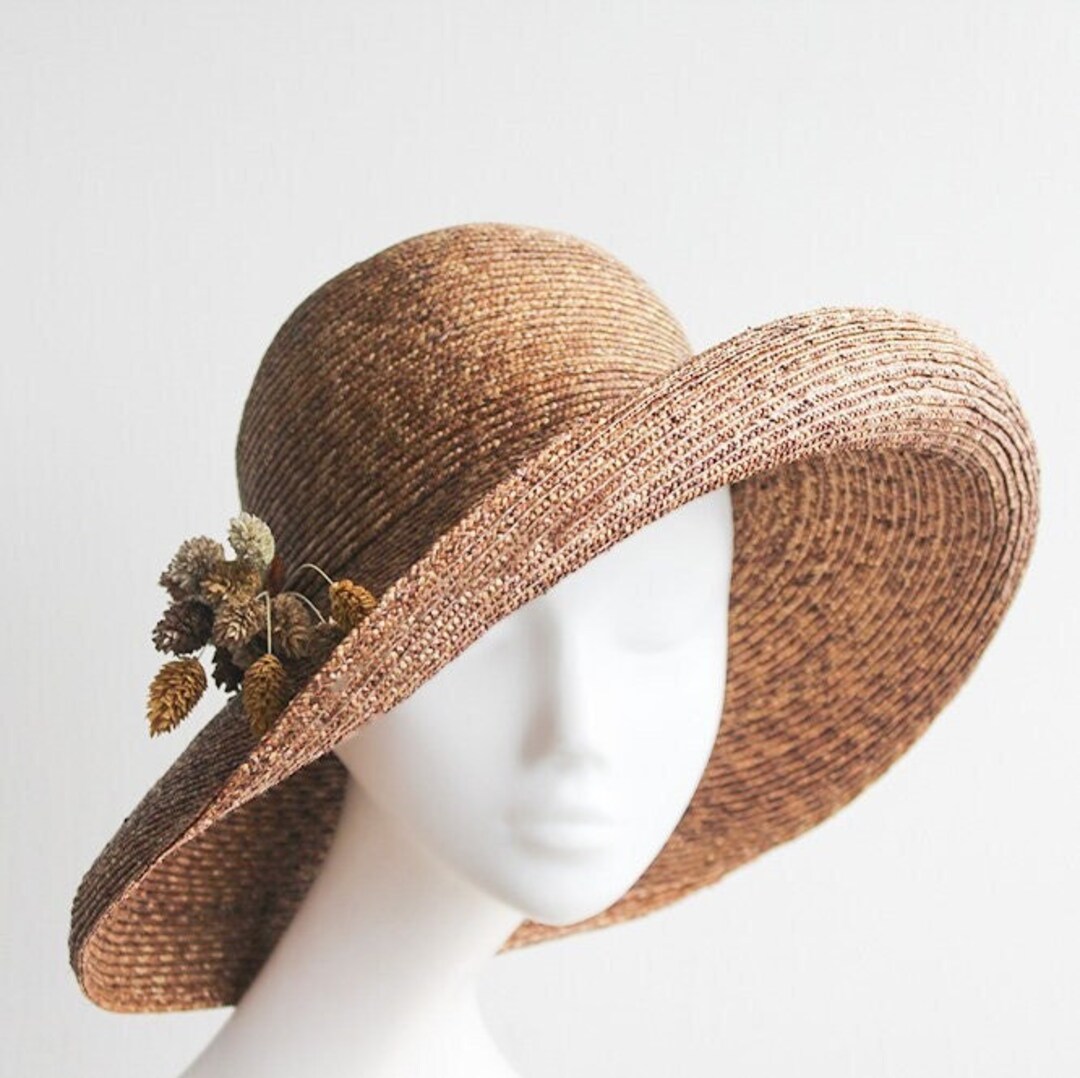 Rustic Straw Cloche ''MONA LISA'' Hat With Roll Brim Cottagecore ...