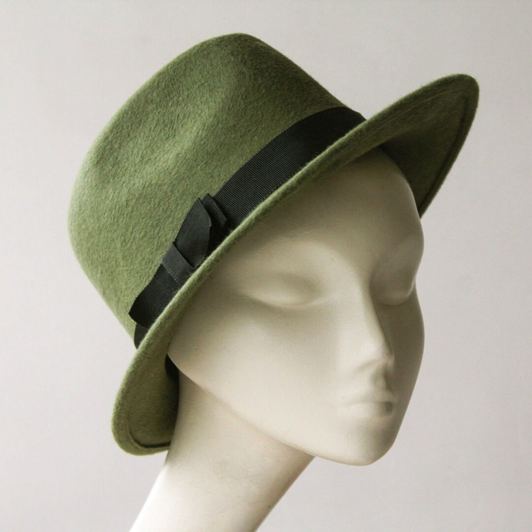 Lush Trilby Hat ''CHARLESTON'' in Sage Green Velour Felt - Weddings ...