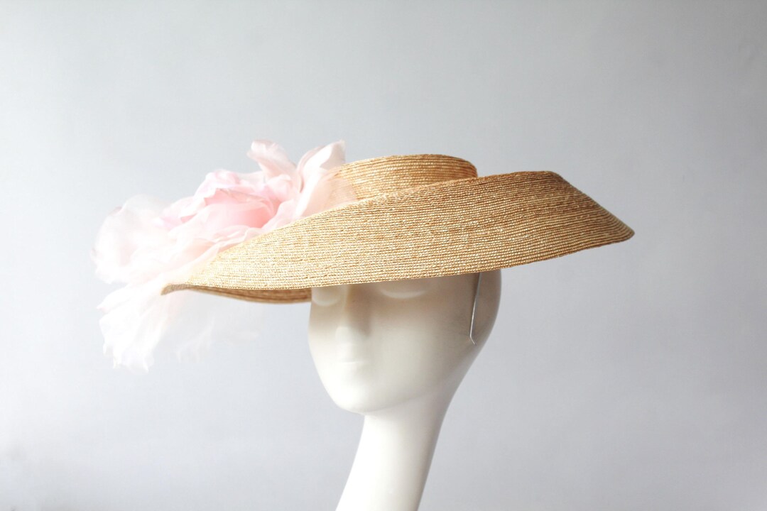 Opulent Fine Straw Hat ''PASADENA'' Picture Hat With Extra Large Deluxe Silk Rose Summer ...