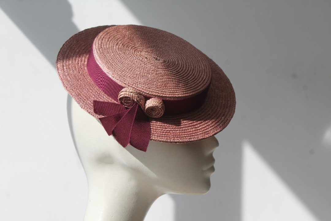 Rose Pink Straw Boater Hat: Ascot Races, Weddings - Etsy