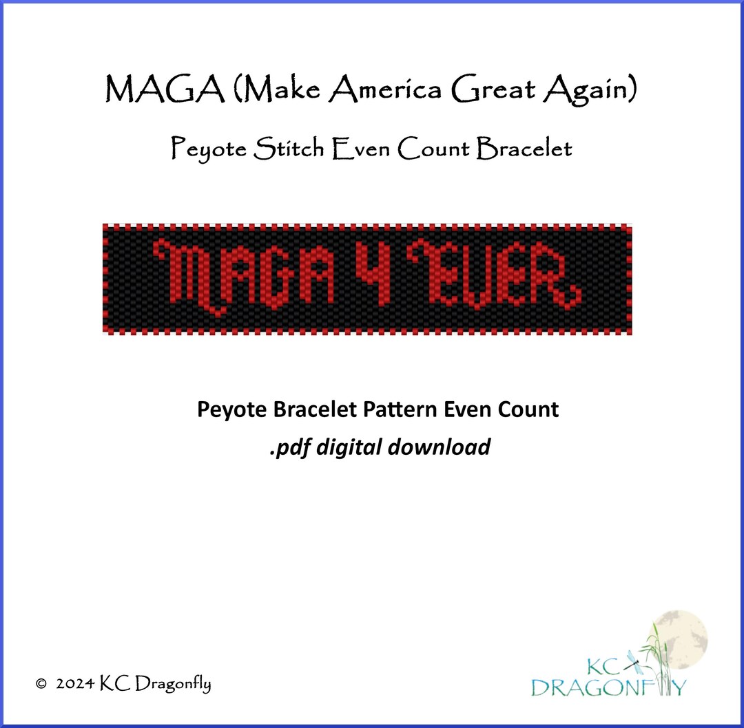 MAGA for Ever Make America Great Again Bracelet Peyote Pattern Seed ...