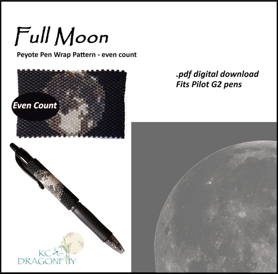 Full Moon Pen Wrap voor Pilot G2 Pen pdf. patroon telt zelfs peyote ...