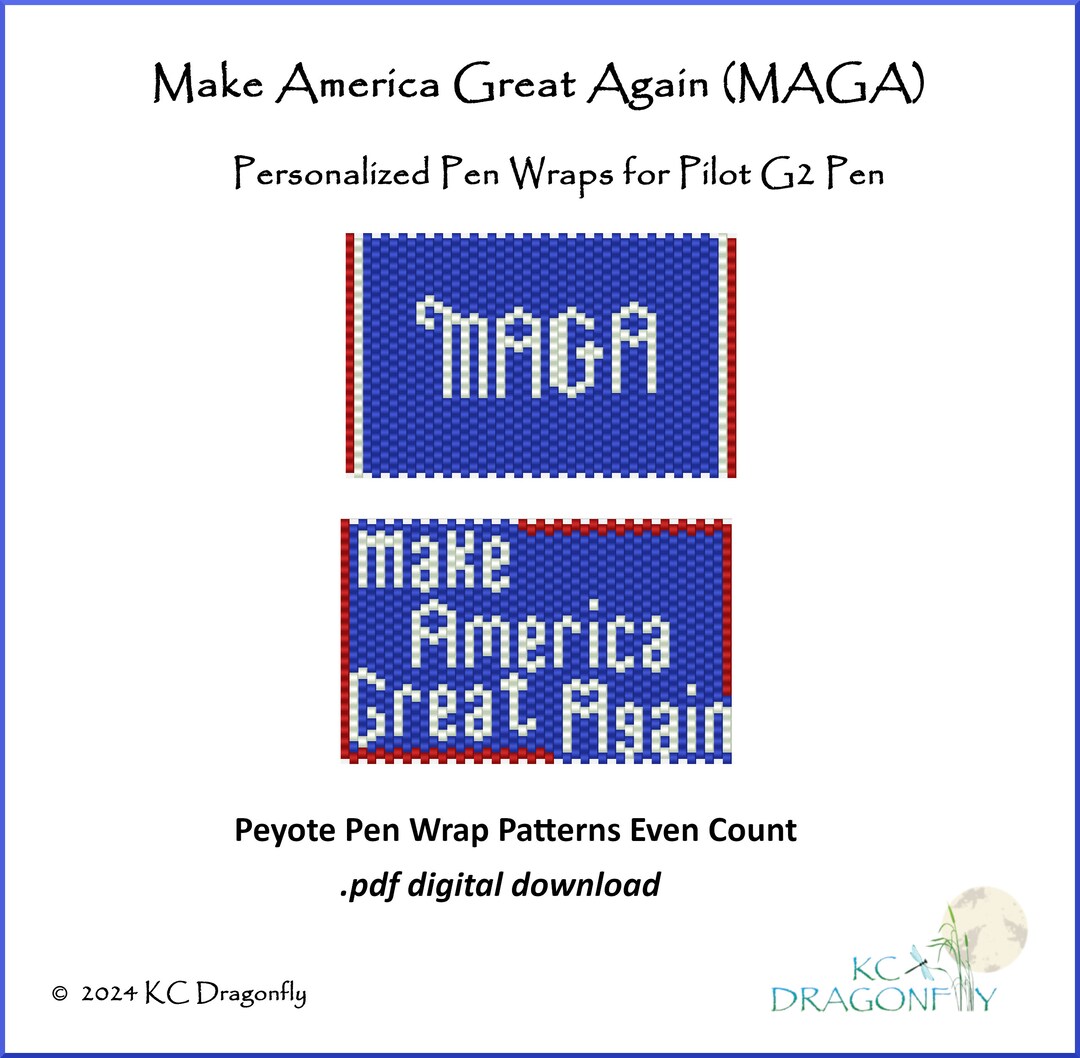 MAGA Make America Great Again Cover for Beading Peyote Pattern Pen Wrap ...