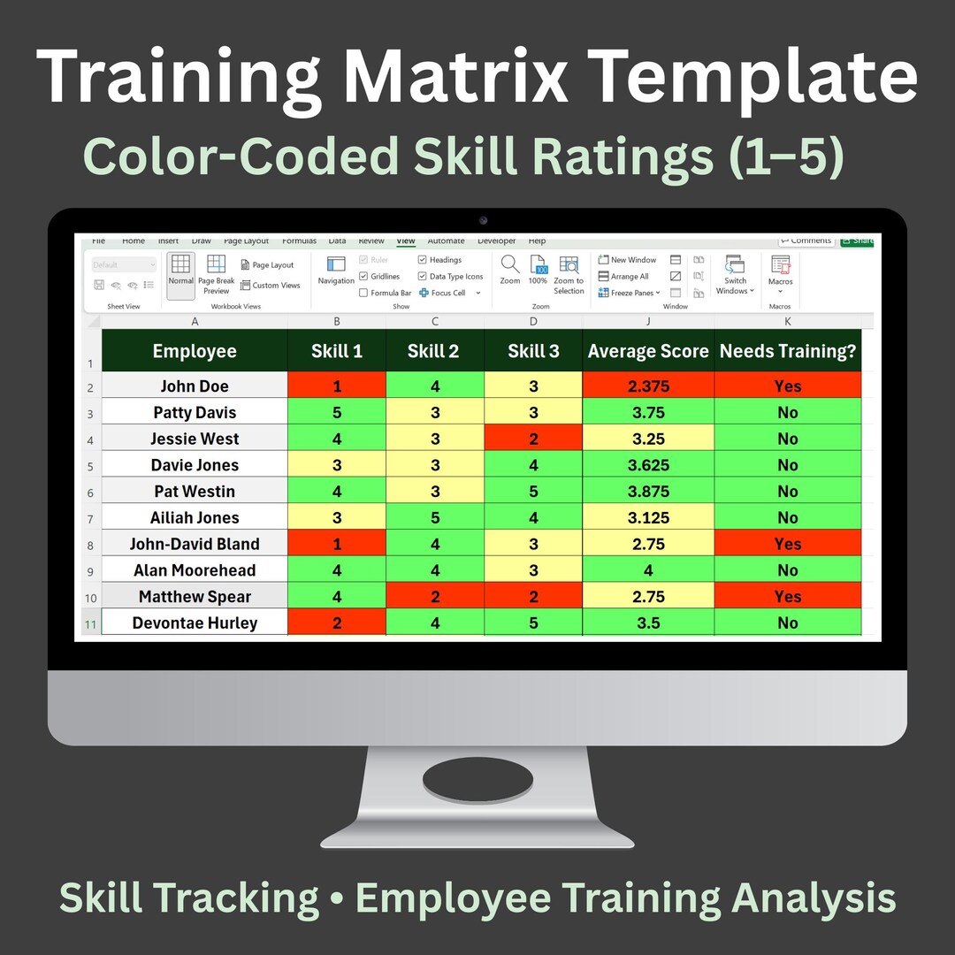Training Matrix Excel Template | Skill Tracking & Competency Management ...