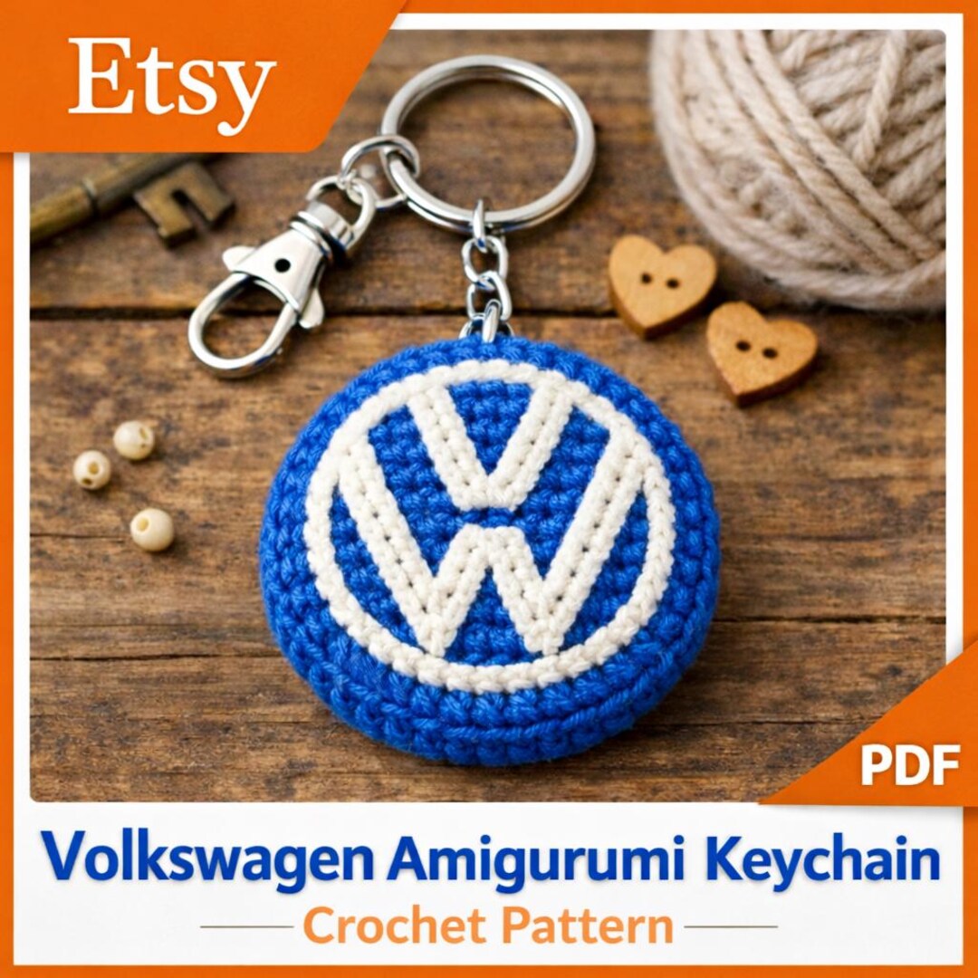 Volkswagen Amigurumi Keychain Crochet Pattern, Car Lover Gift (instant ...