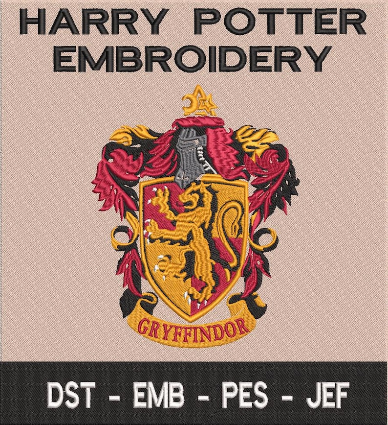 Gryffindor House Shield Embroidery Design - Harry Potter embroidery ...