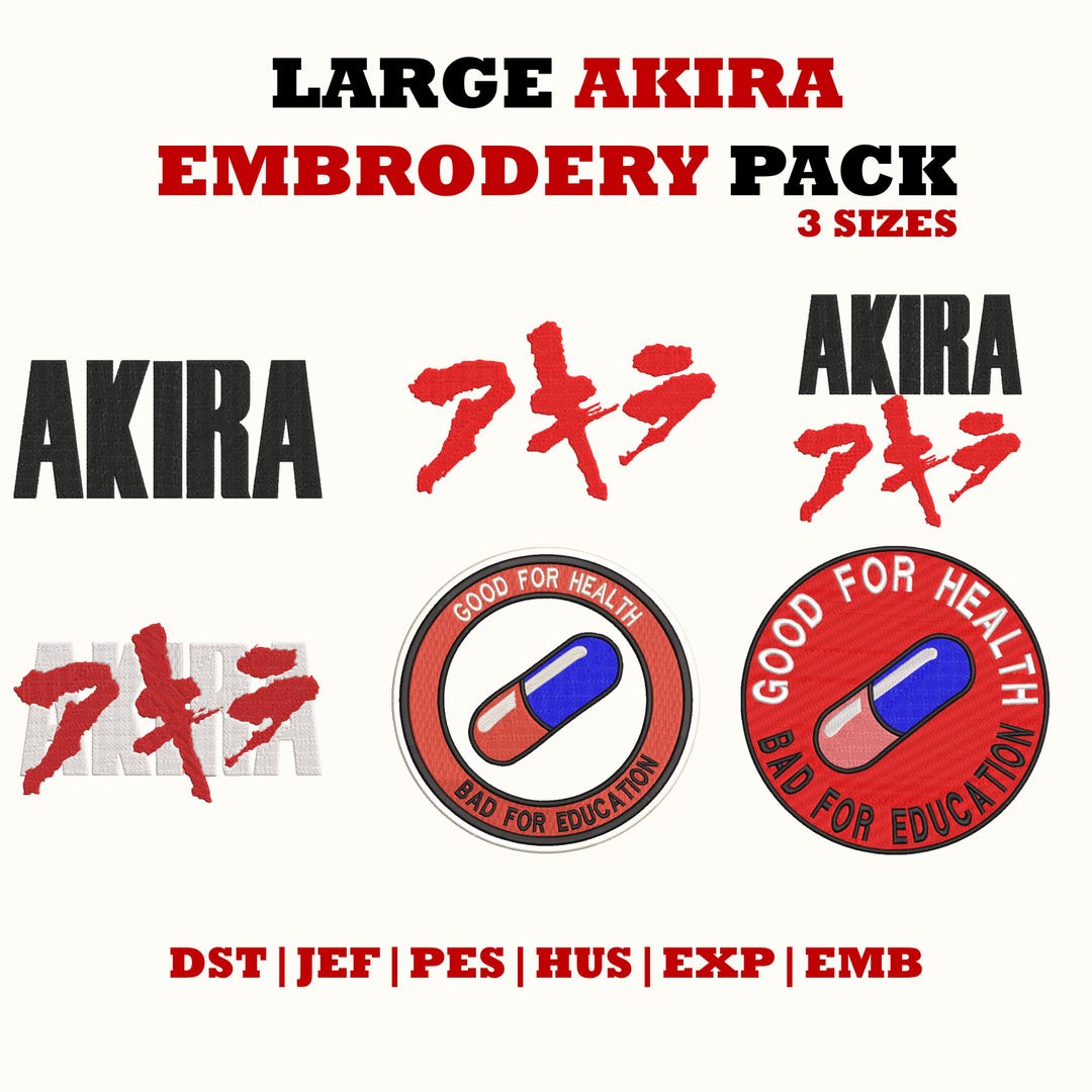 Akira Anime Embroidery Bundle – Large Pack Machine Design – 3 Sizes PES ...