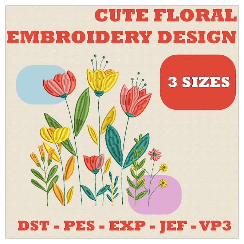 Modern Folk Floral Embroidery | Simple Flower Design | Machine ...