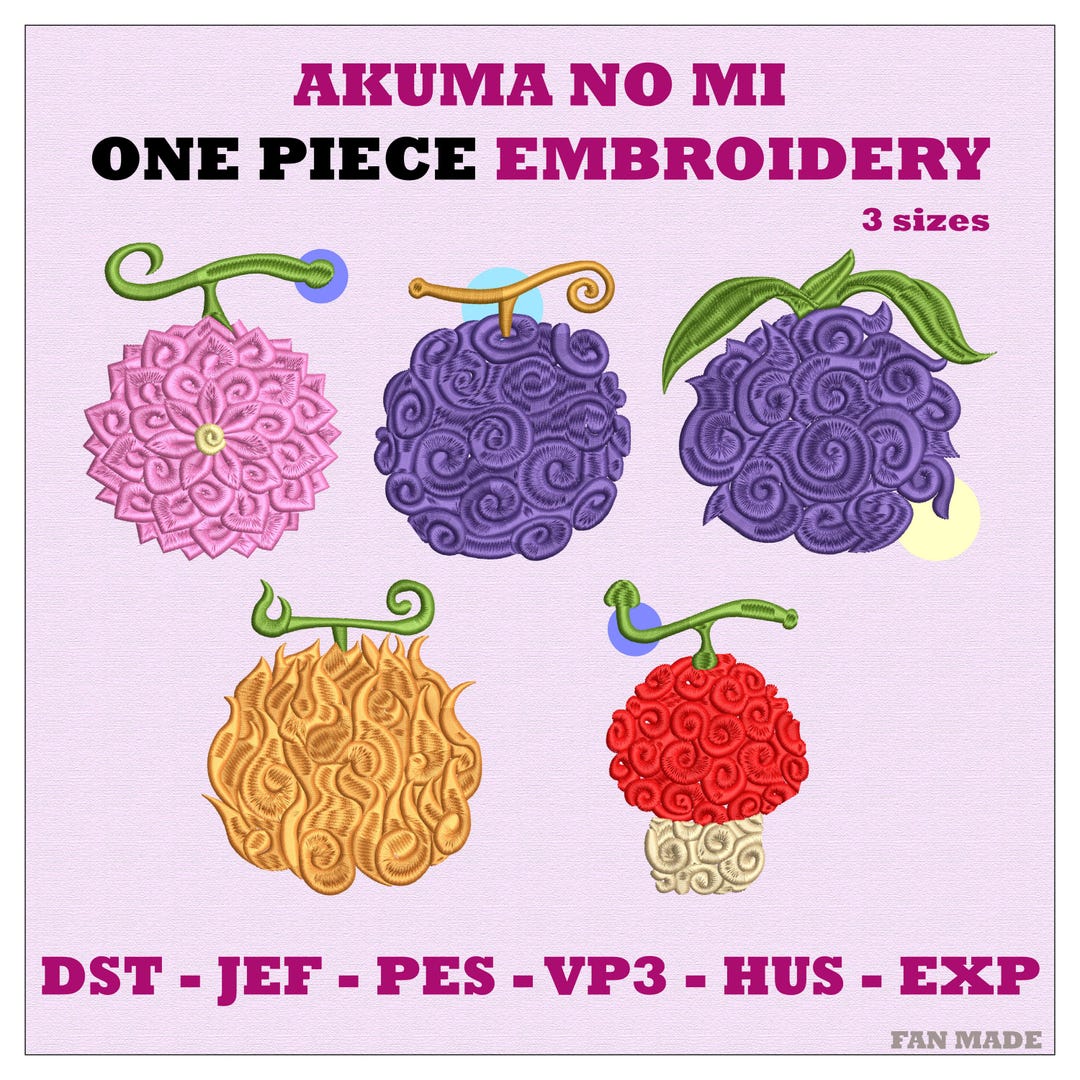 Akuma no Mi Embroidery Design Set | One Piece Inspired Devil Fruits ...
