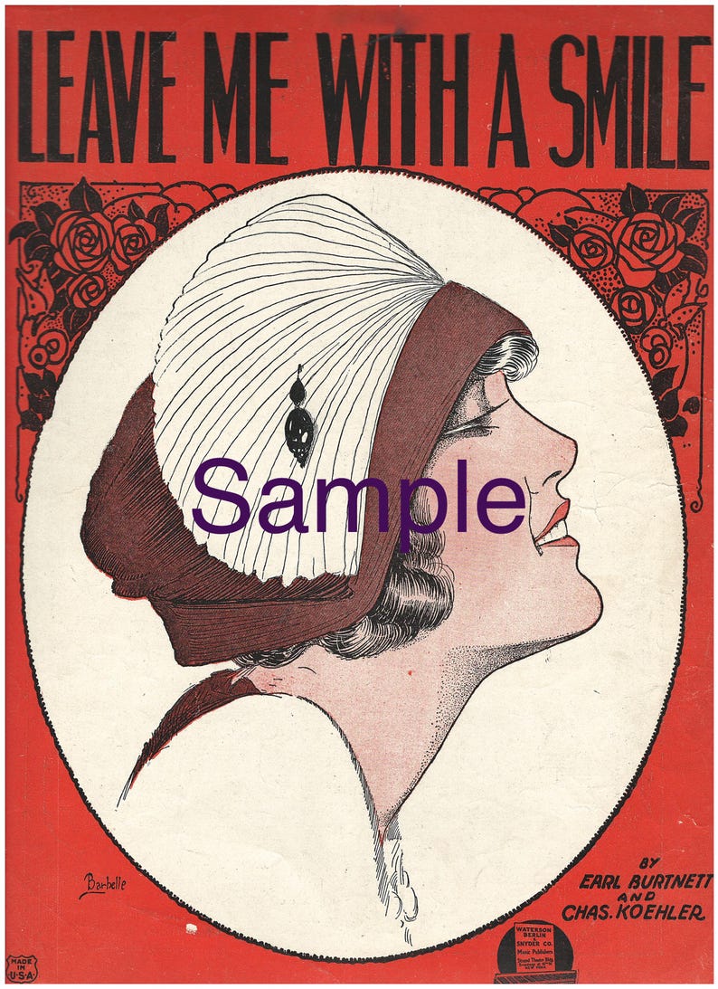 Vintage 1920s Sheet Music “leave Me With a Smile” Art Deco Cover by ...
