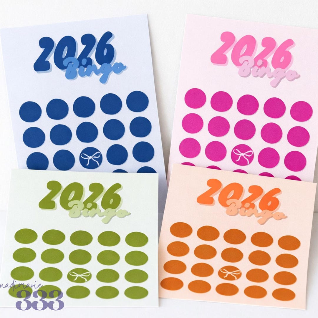 Colorful 2026 Bingo Printable -- New Year Party Game -- Yearly Goals ...