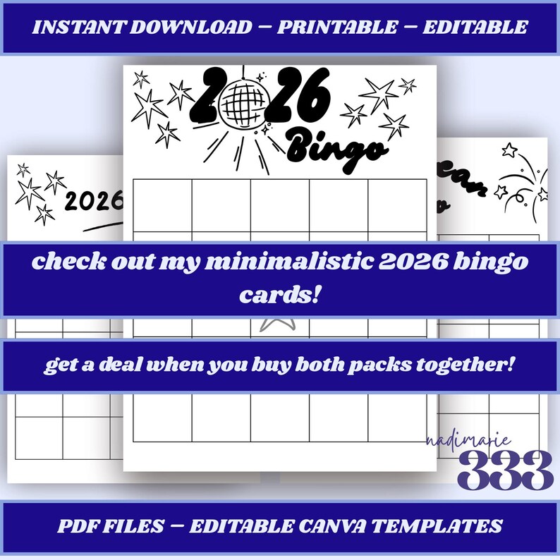 Colorful 2026 Bingo Printable -- New Year Party Game -- Yearly Goals ...