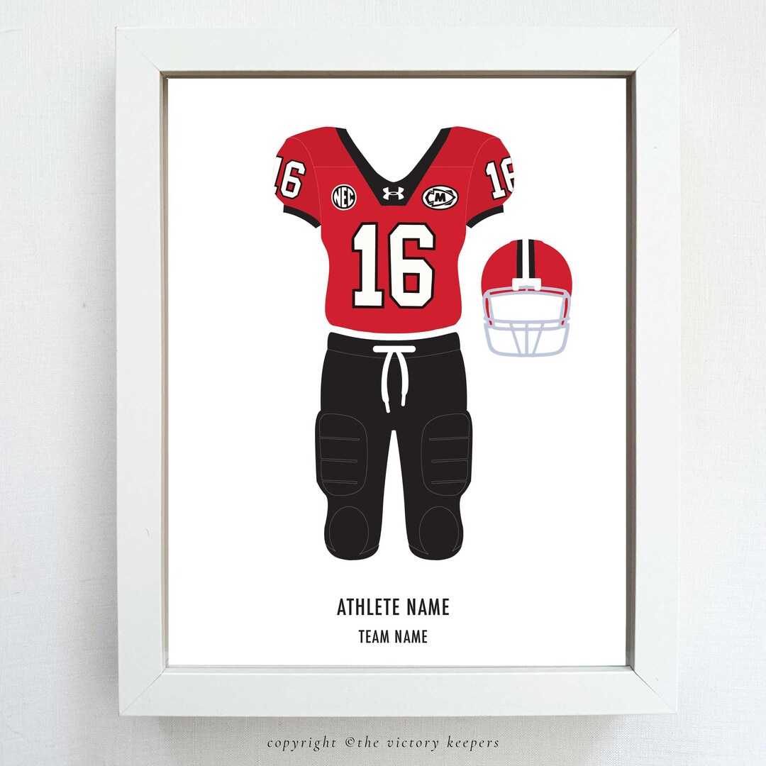 Bespoke Varsity Football Uniform Paper Art, Framed - Etsy
