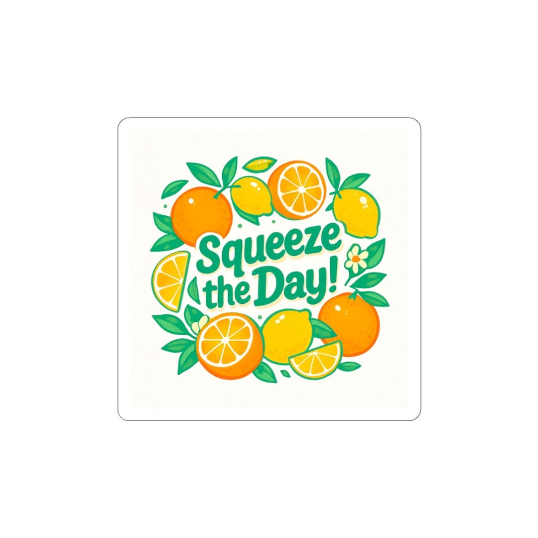 Squeeze the Day Citrus Wreath Kiss-cut Stickers | Lemon Orange Vinyl ...