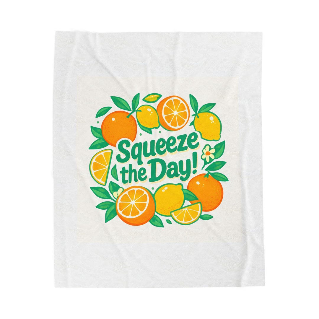 Squeeze the Day Citrus Illustration Blanket | Orange Lemon Fruit Throw ...