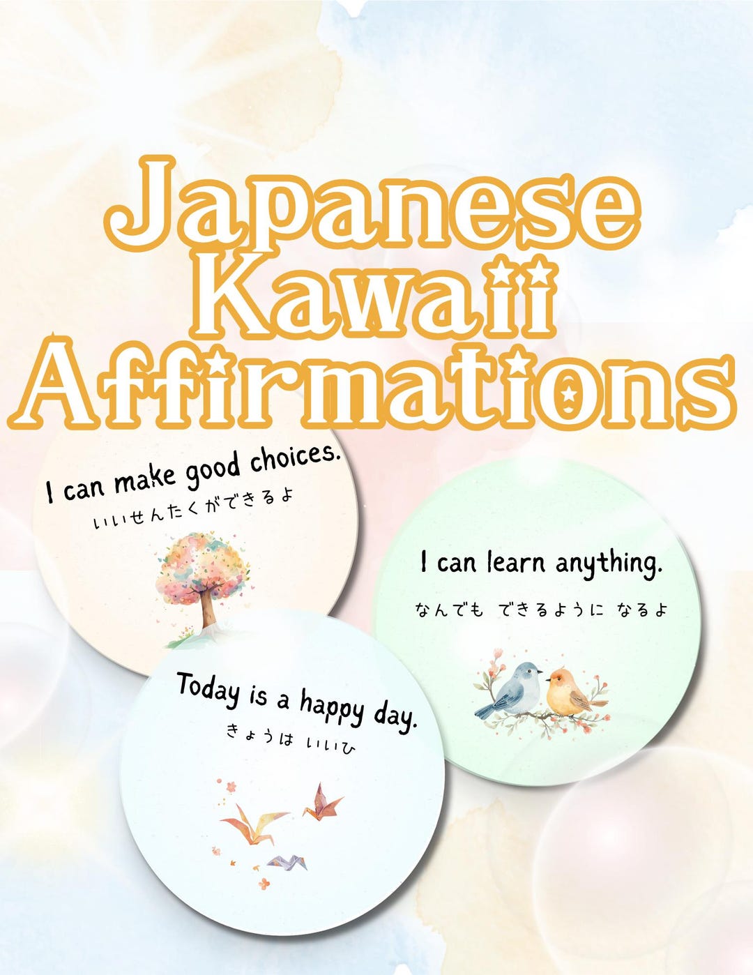 Kawaii Japanese Kids Affirmation Cards – 30 Pastel Digital Download - Etsy