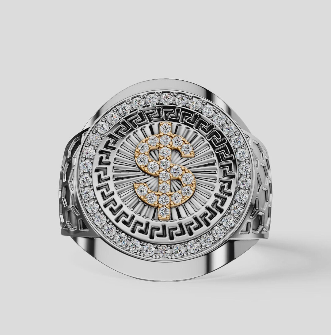 Iced Out Dollar Sign Ring for Men | Hip Hop Moissanite Statement Ring ...