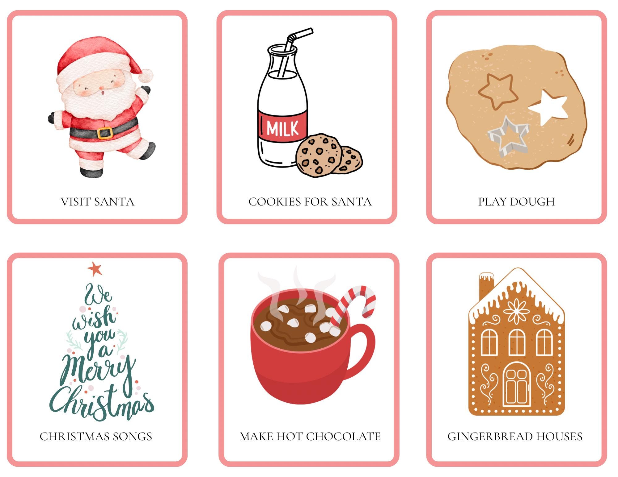 Christmas Advent Activity Cards- Printable Holiday Countdown for Kids ...