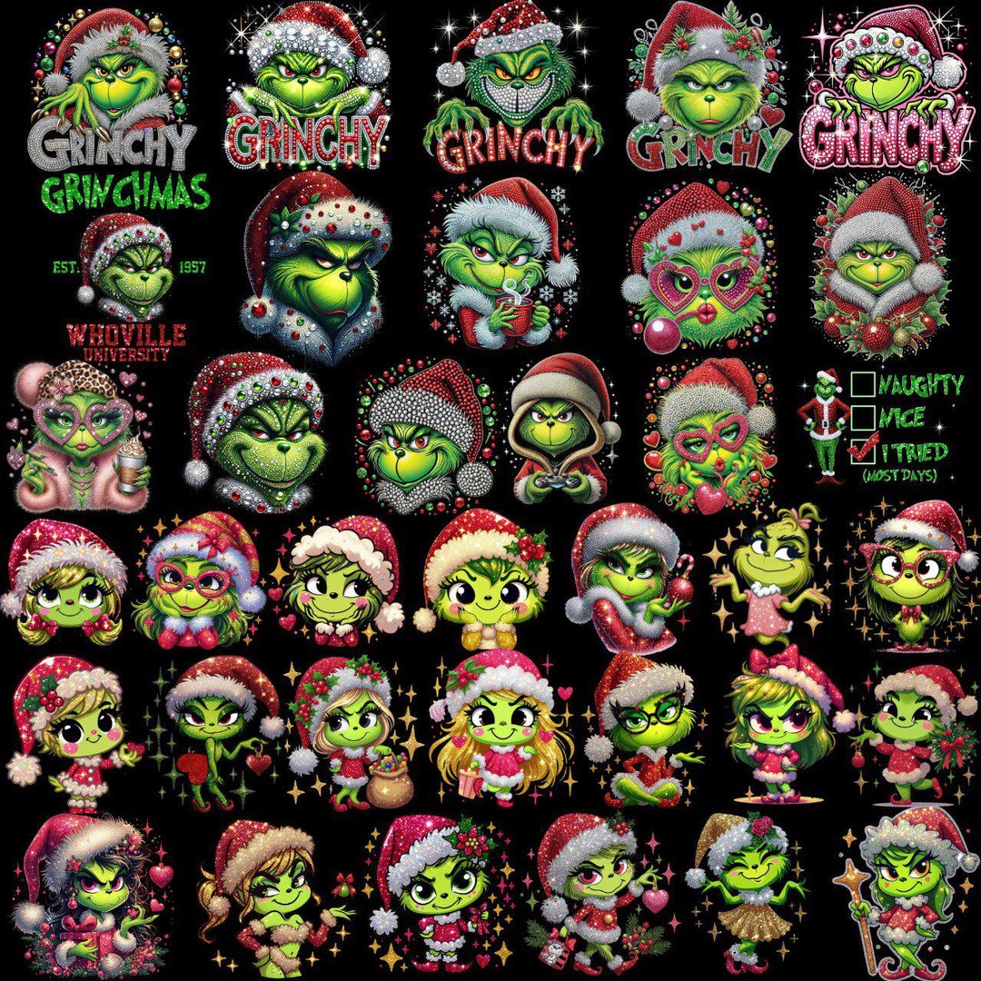 30+ Grinch Rhinestone Designs – Funny Holiday Bling SVG & PNG Bundle - Etsy