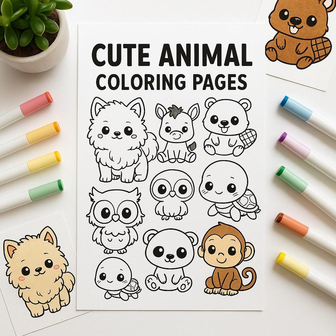 50 Cute Chibi Animal Coloring Pages | Printable Kids Coloring Book ...