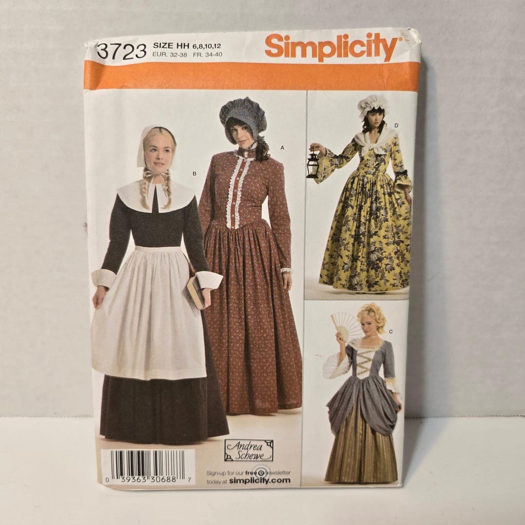 Simplicity 3723 Uncut Sewing Pattern Prairie Settler Quaker Colonial ...